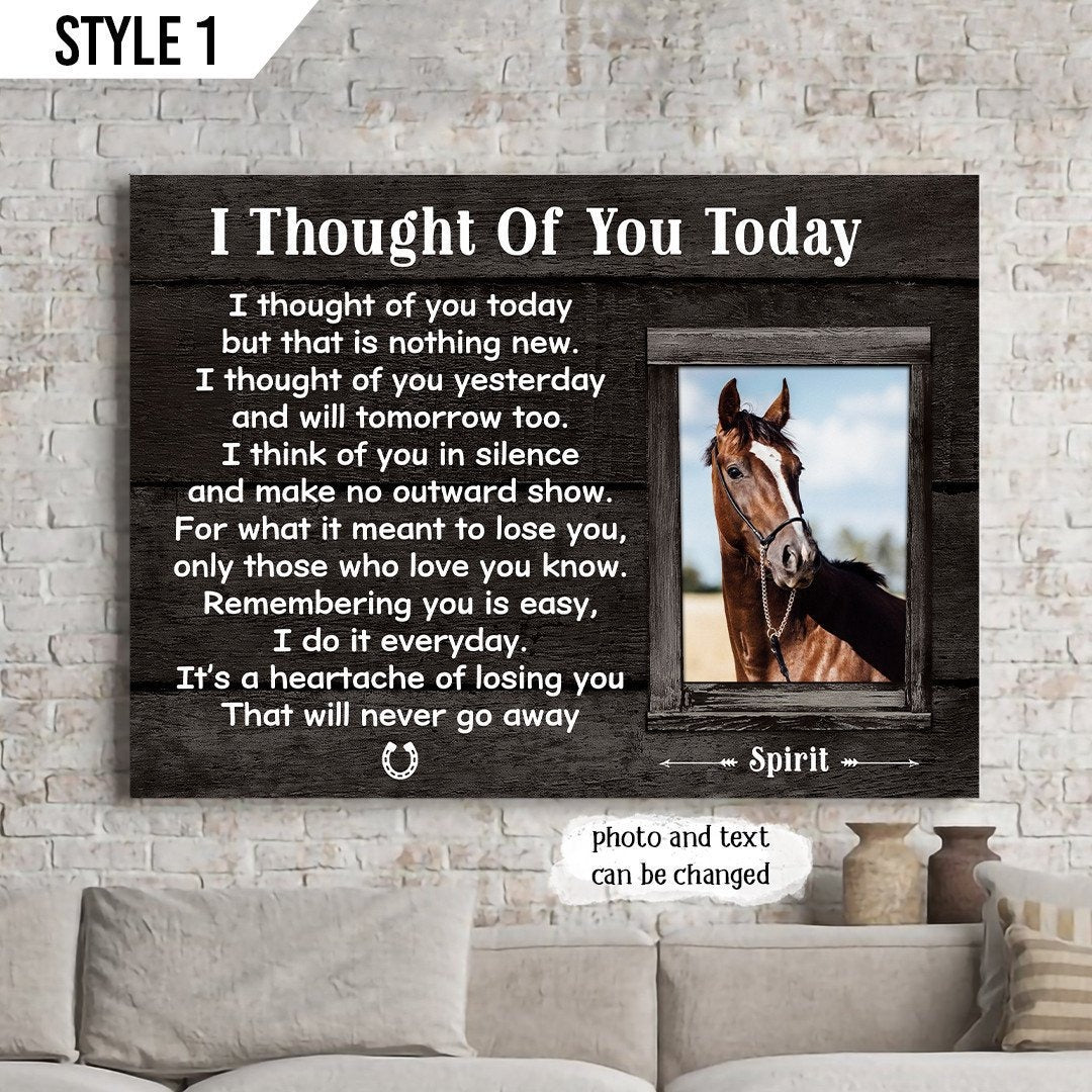 I Thought Of You Today Horse Poem | Custom Horse Memorial Canvas Print