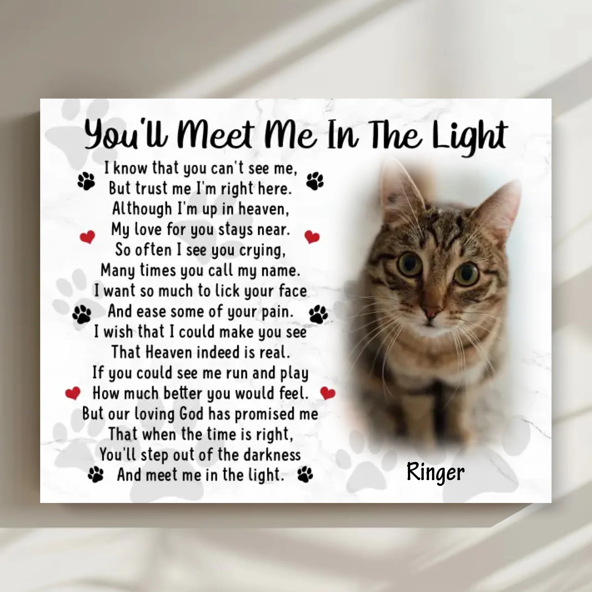 You'll Meet Me In The Light Cat Poem | Custom Cat Memorial Canvas Prin