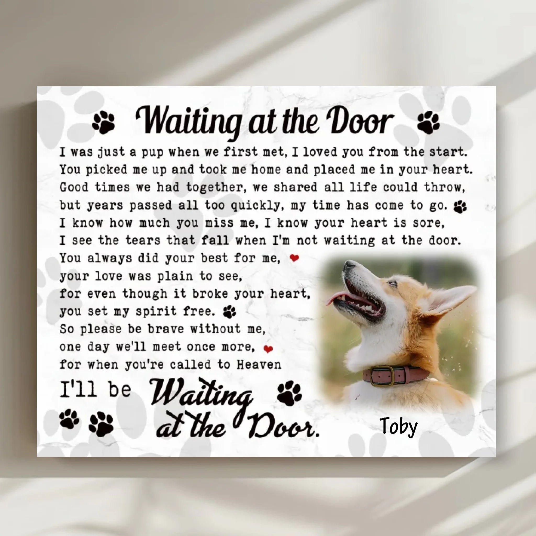 Waiting At The Door Dog Poem | Custom Dog Memorial Canvas Print
