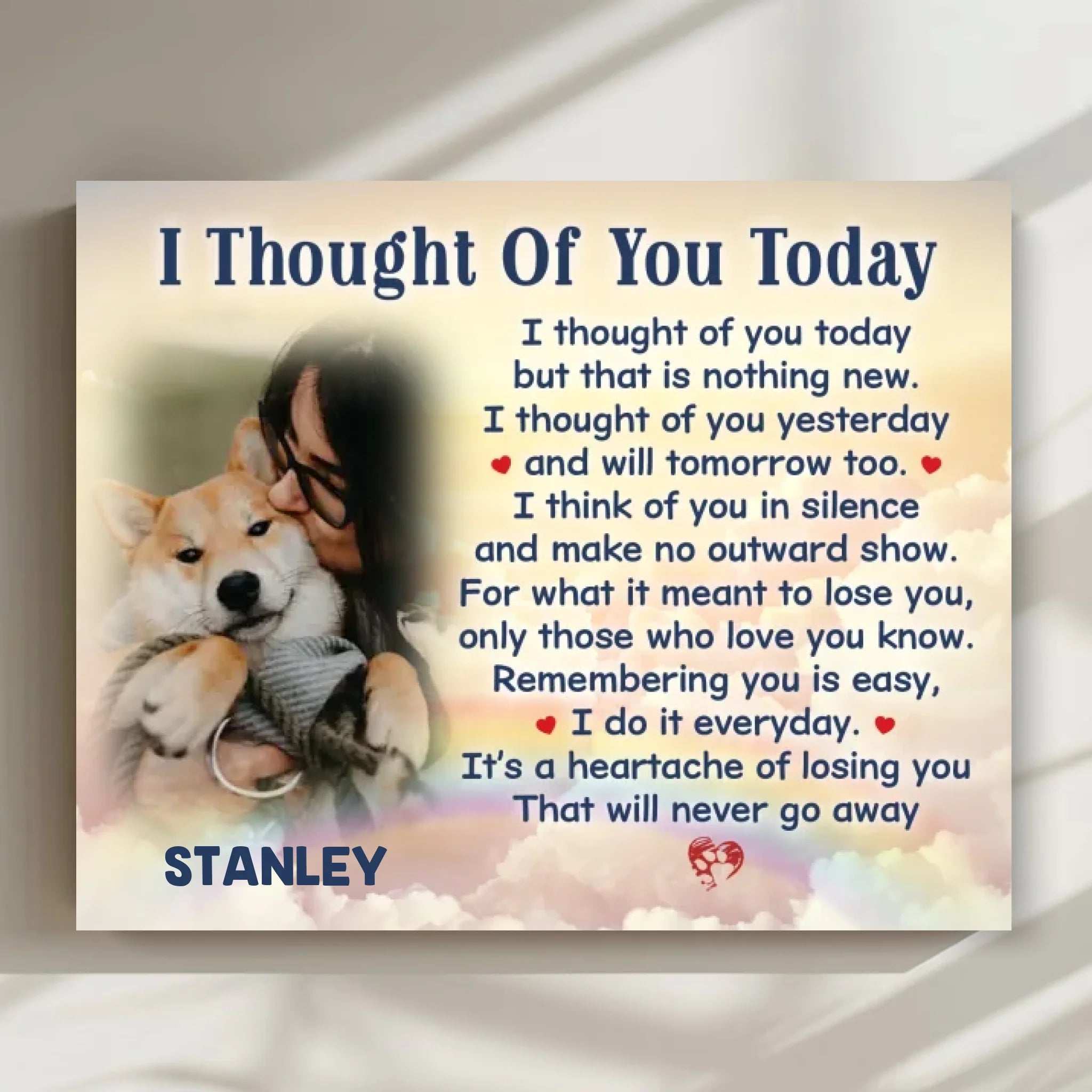 I Thought Of You Today Dog Poem | Custom Dog Memorial Canvas Print