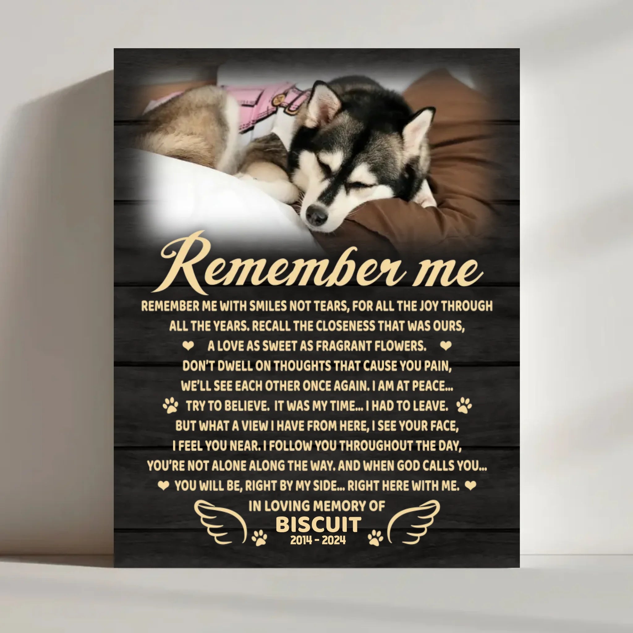 Remember Me Dog Poem | Custom Dog Memorial Canvas Print