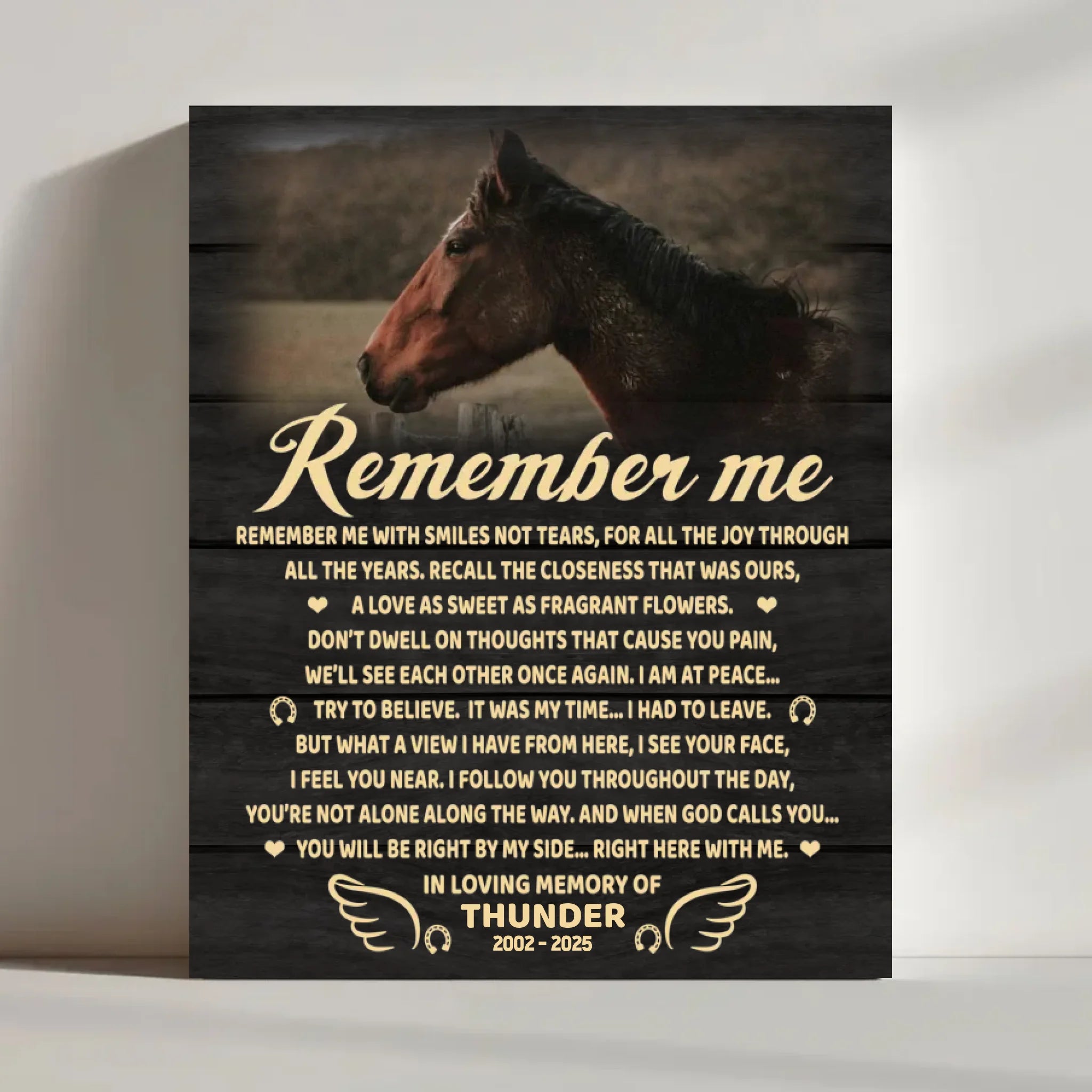 Remember Me Horse Poem | Custom Horse Memorial Canvas Print