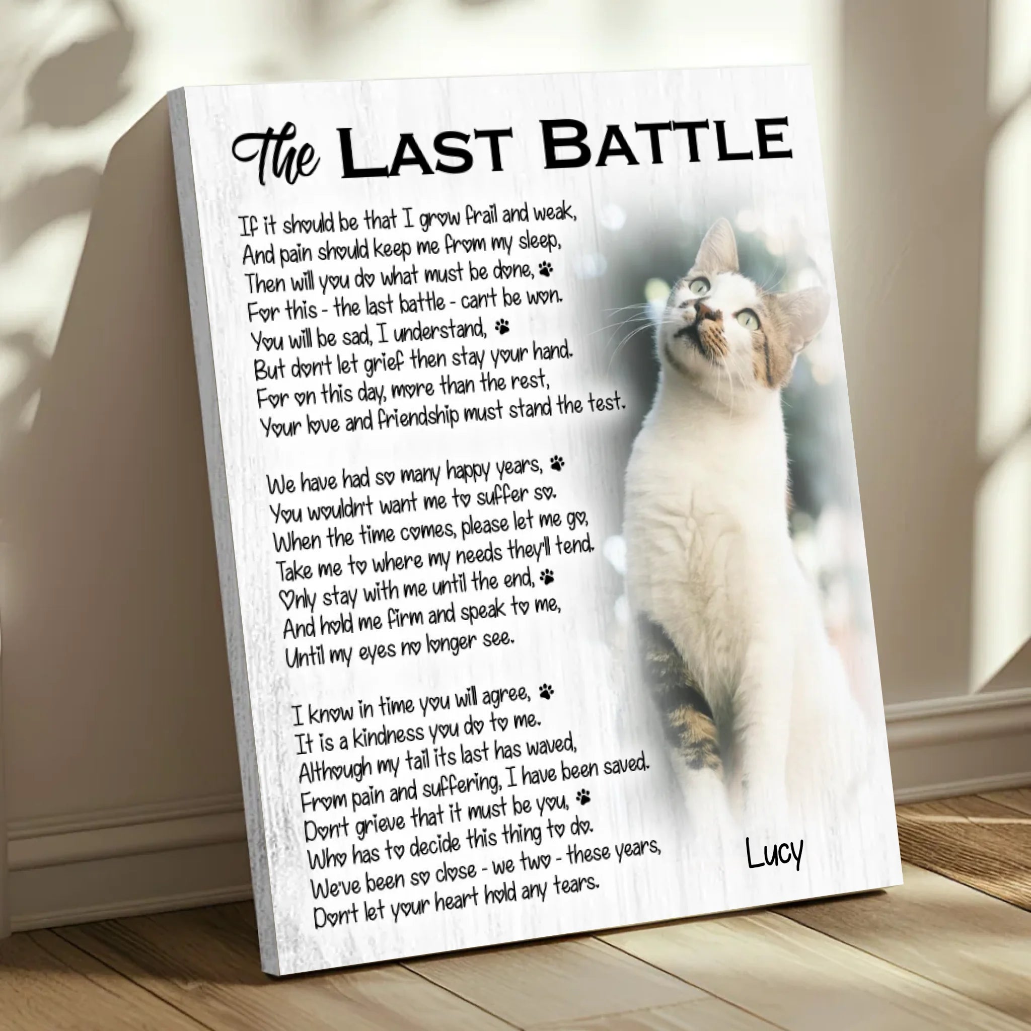The Last Battle Cat Poem | Custom Cat Memorial Canvas Print