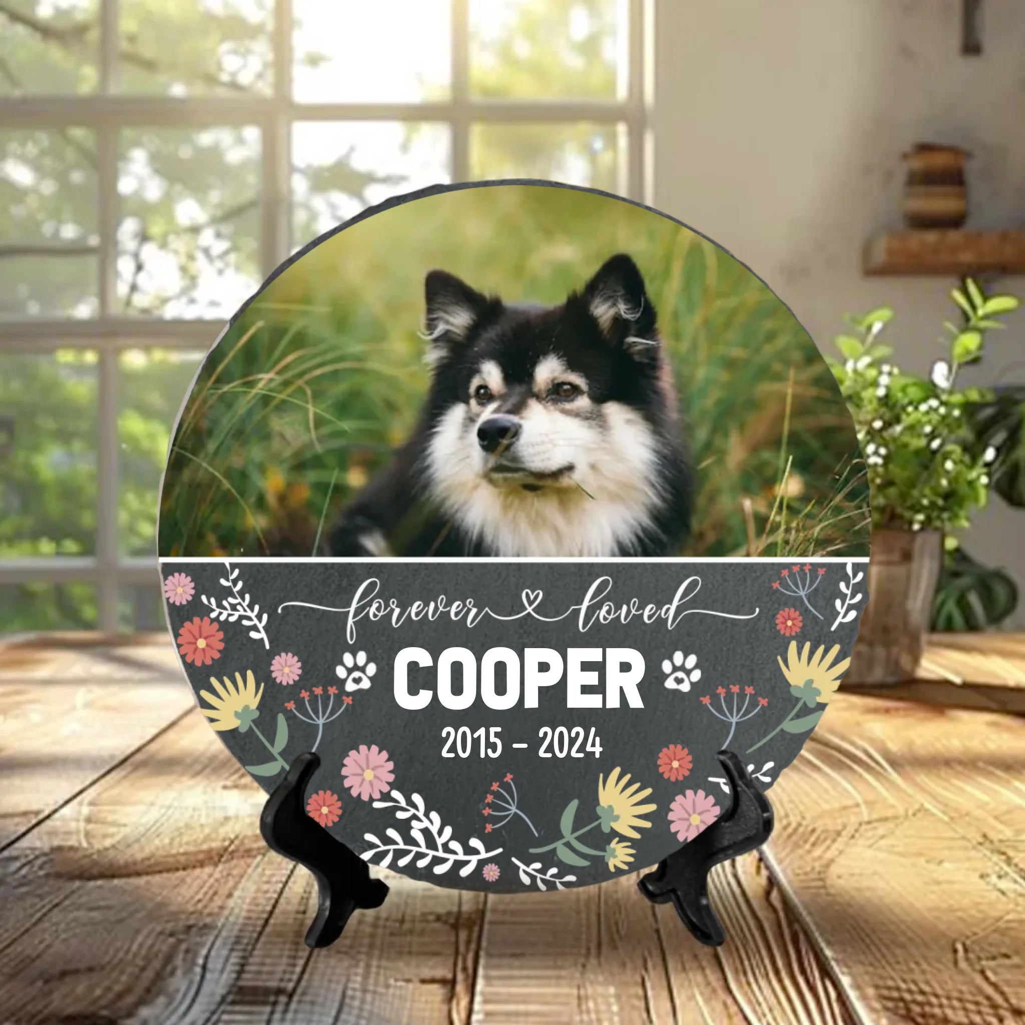 Dog Headstone | Custom Dog Memorial Garden Stone | Circle Headstone