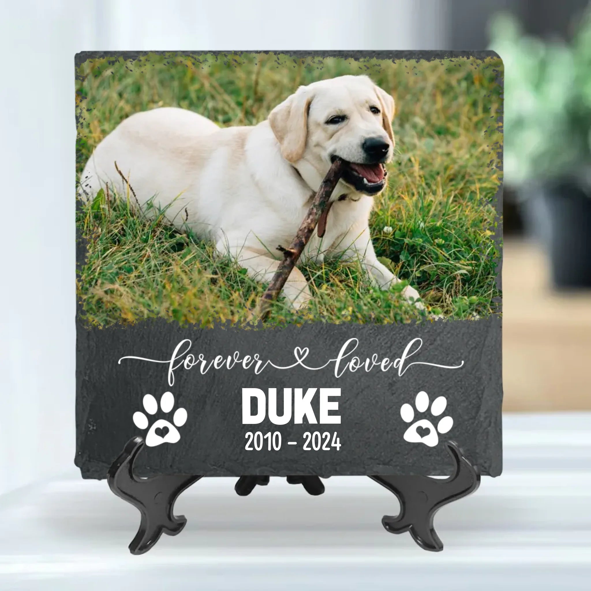 Dog Headstone | Custom Dog Memorial Garden Stone | Square Headstone