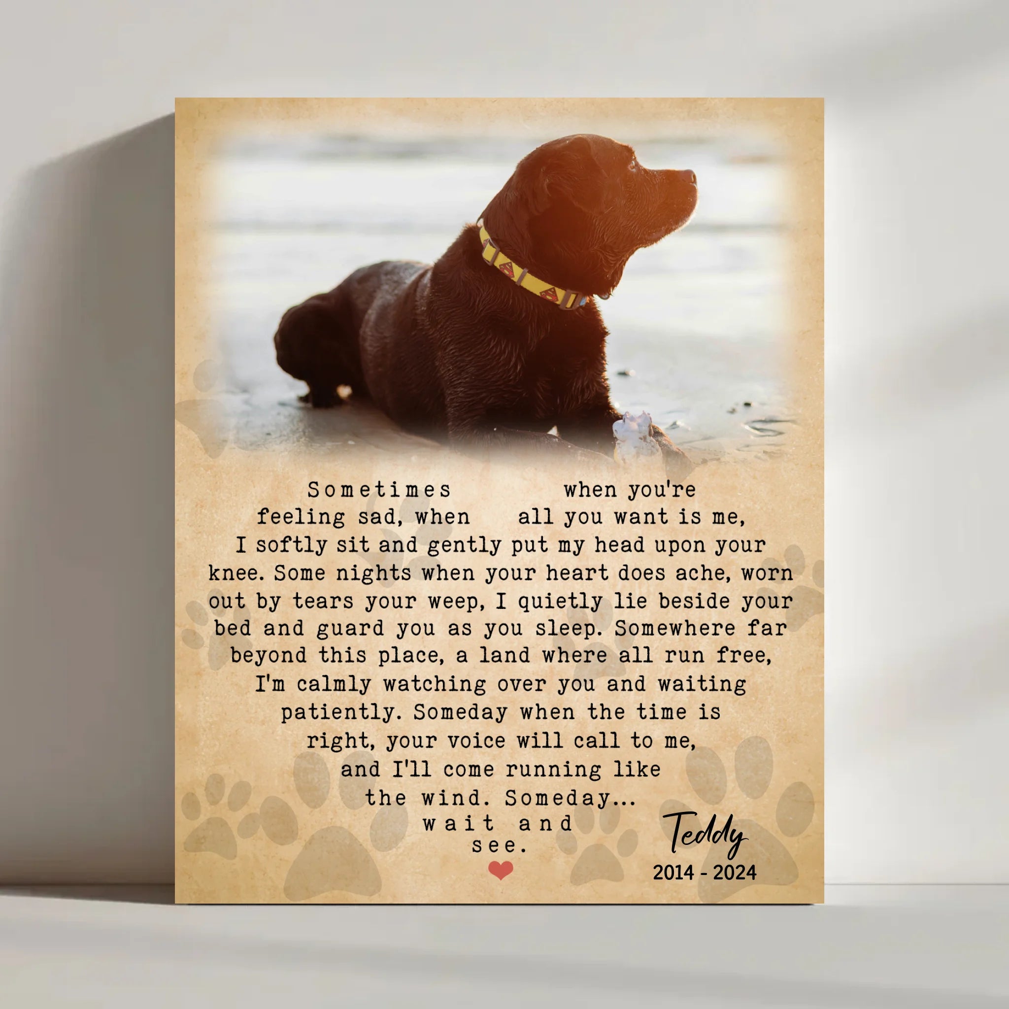 Someday Dog Poem | Custom Dog Memorial Canvas Print