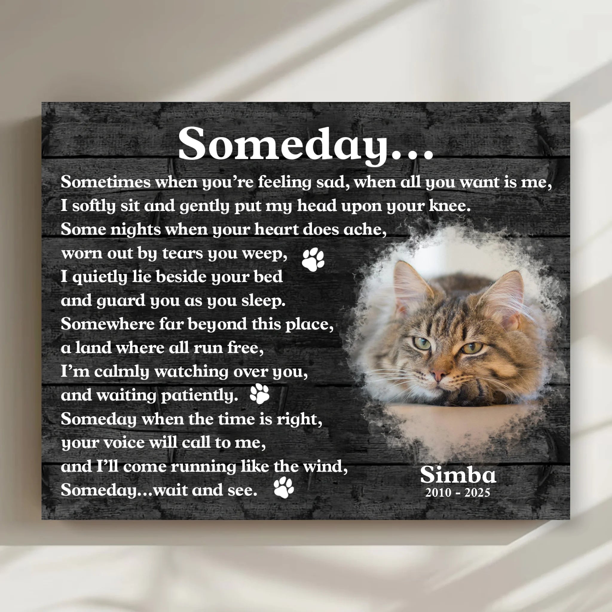 Someday Cat Poem | Custom Cat Memorial Canvas Print
