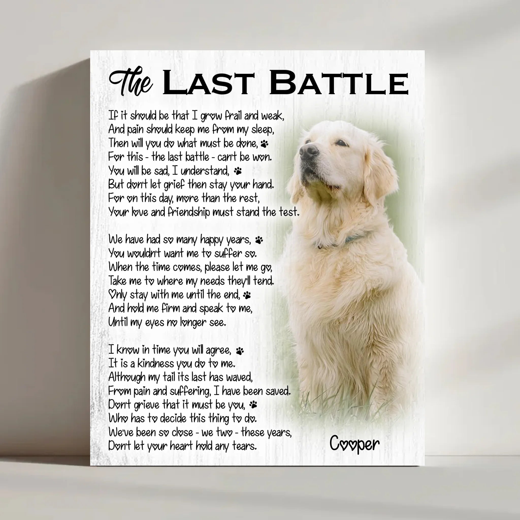 The Last Battle Dog Poem | Custom Dog Memorial Canvas Print