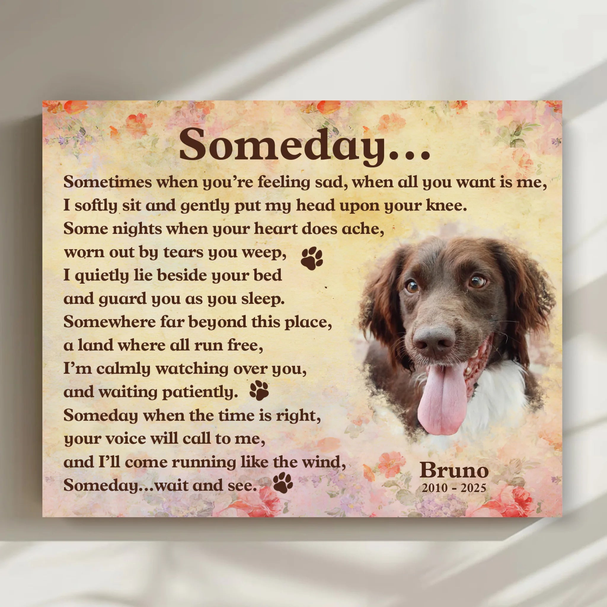 Someday Dog Poem | Custom Dog Memorial Canvas Print
