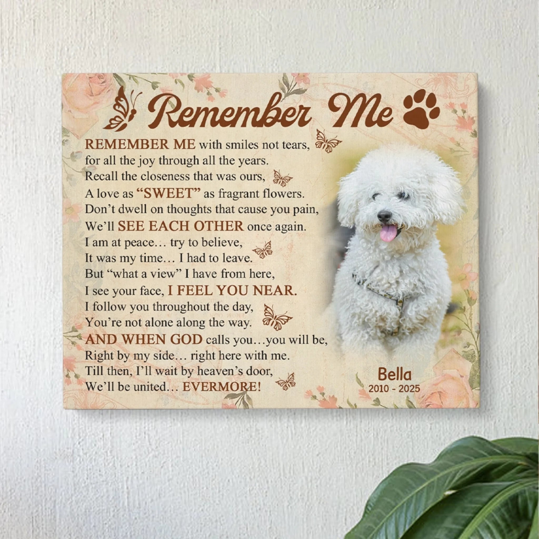 Remember Me Dog Poem | Custom Dog Memorial Canvas Print