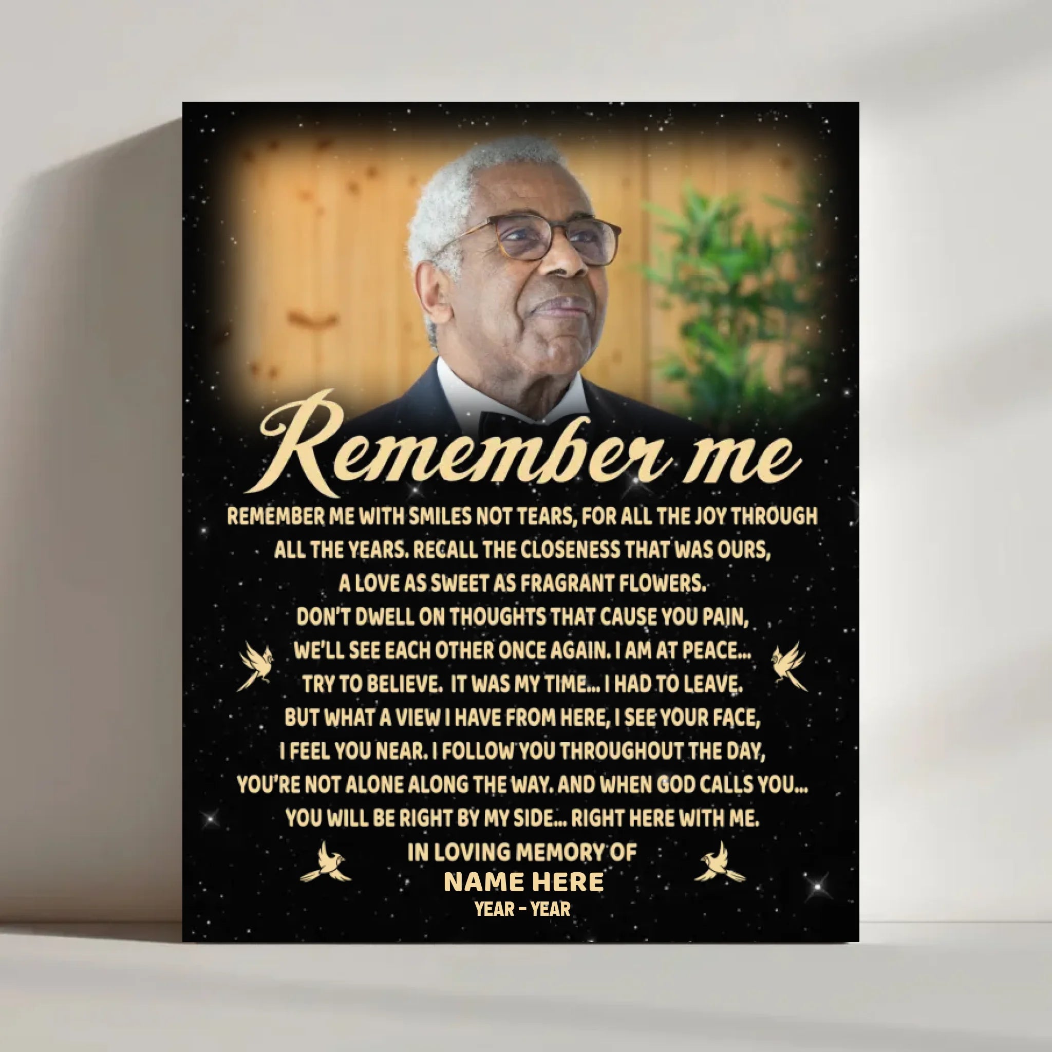 Remember Me Sympathy Poem For Loss | Custom Memorial Canvas Print