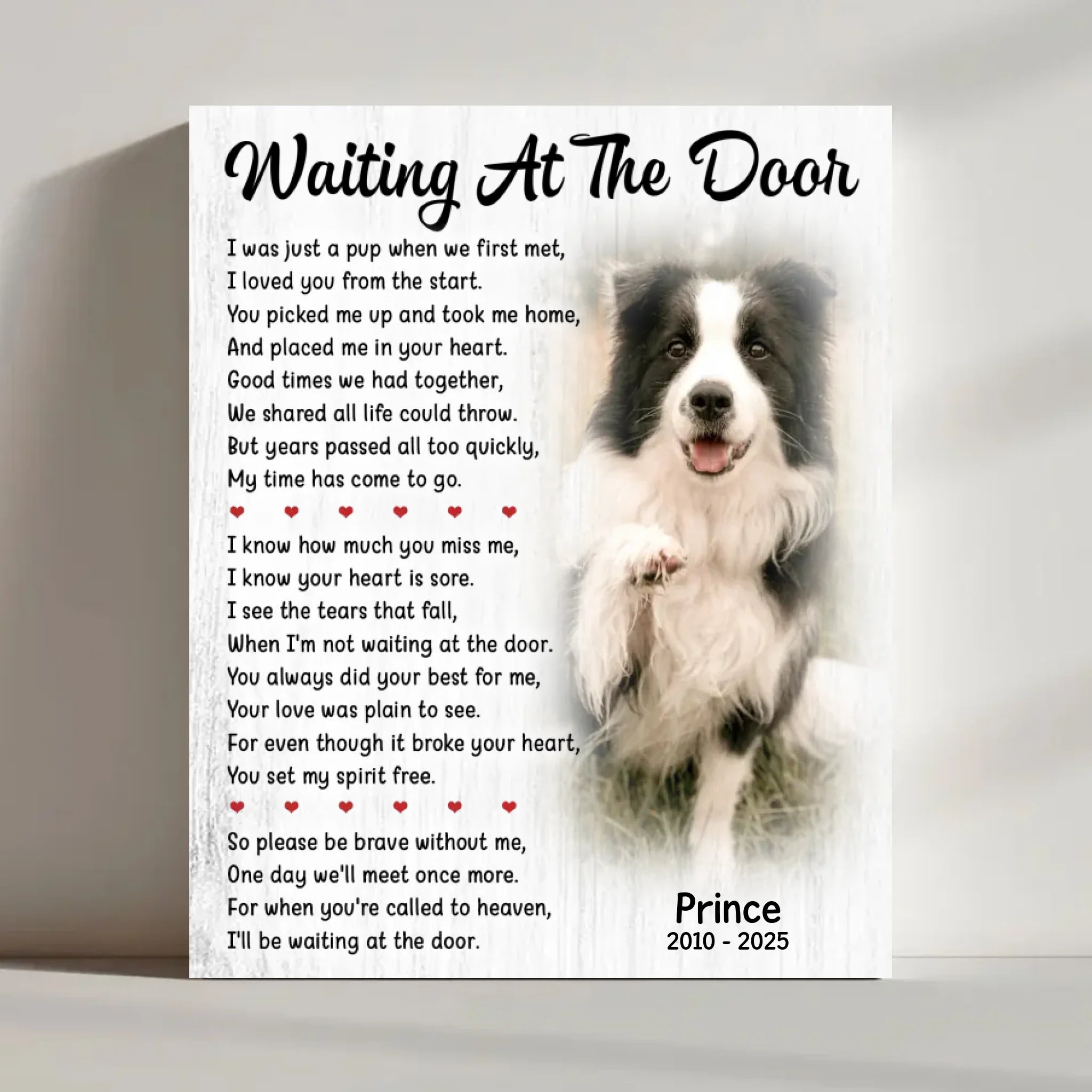 Waiting At The Door Dog Poem | Custom Dog Memorial Canvas Print