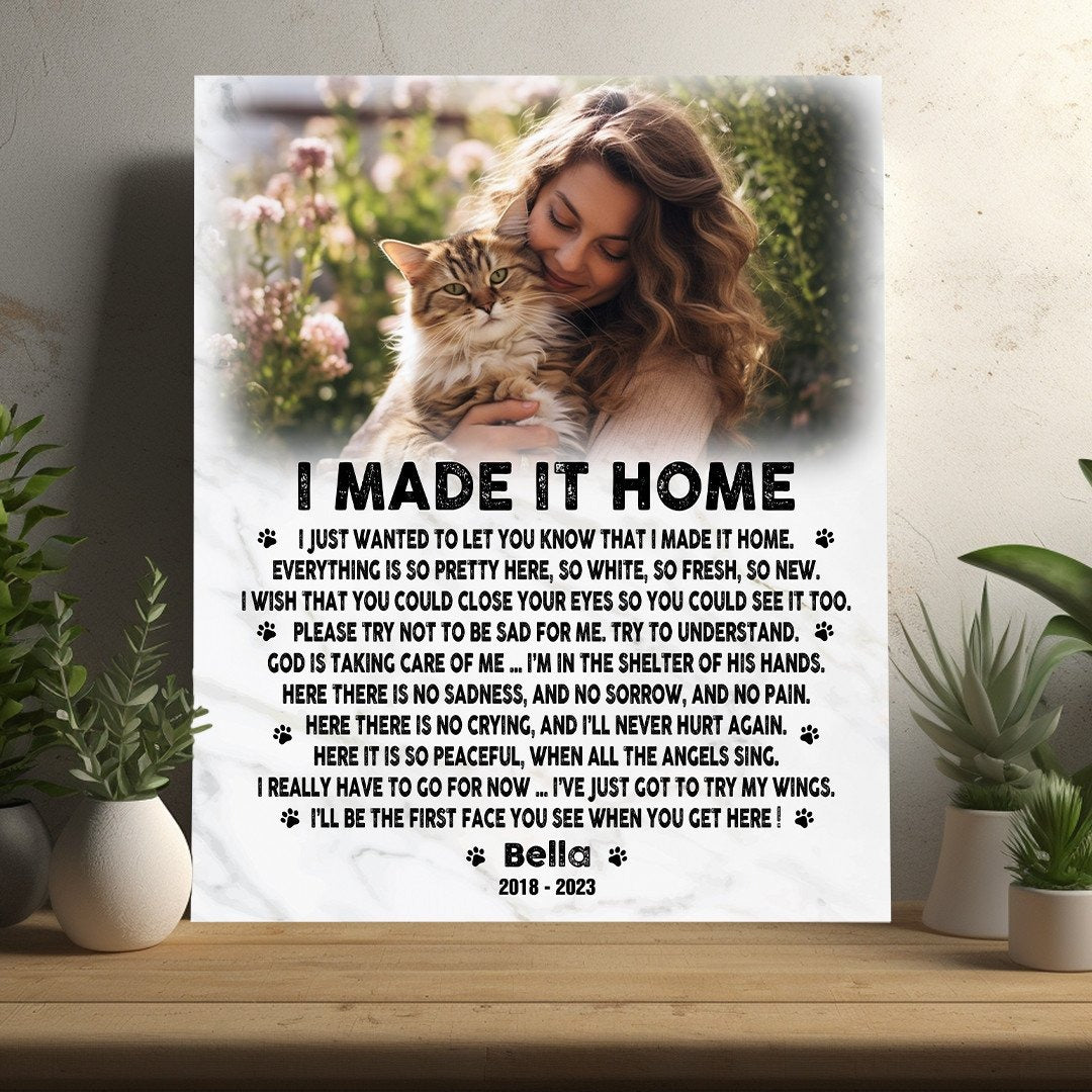 I Made It Home Cat Poem | Custom Cat Memorial Canvas Print