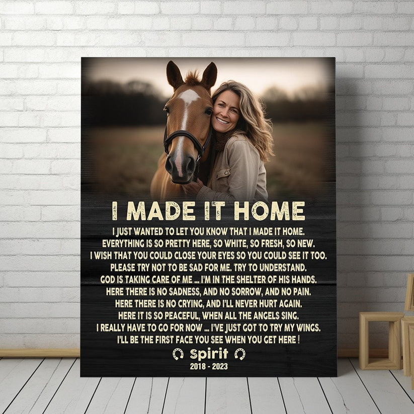 I Made It Home Horse Poem | Custom Horse Memorial Canvas Print