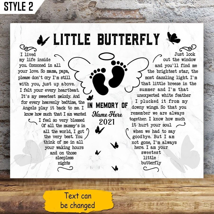 Little Butterfly Memorial Poem | Custom Memorial Canvas Print | Butter