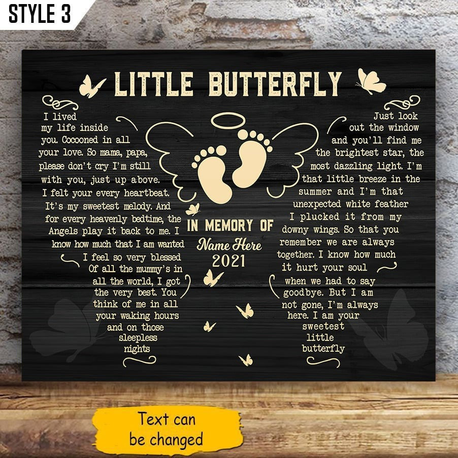 Little Butterfly Memorial Poem | Custom Memorial Canvas Print | Butter