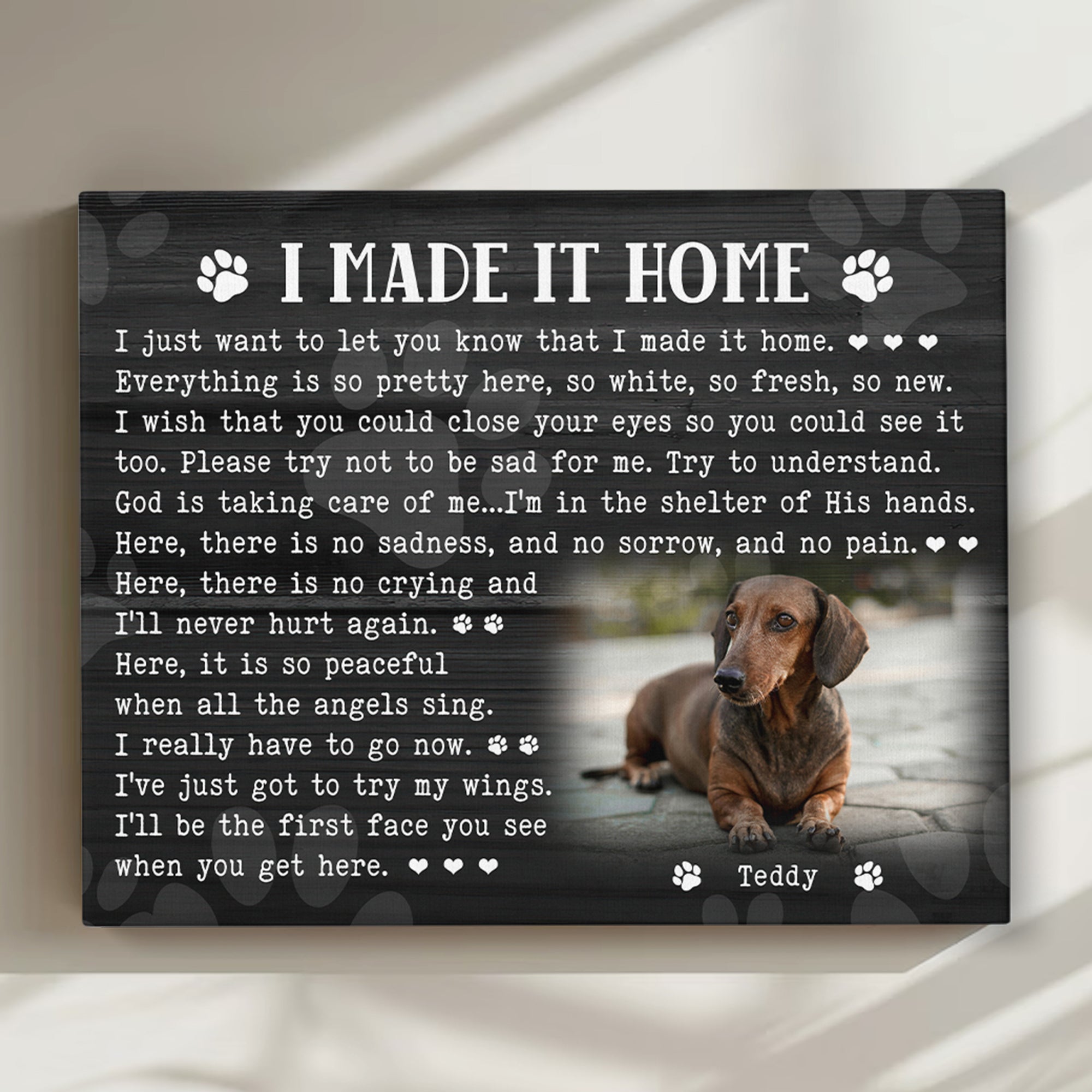 I Made It Home Dog Poem | Custom Dog Memorial Canvas Print