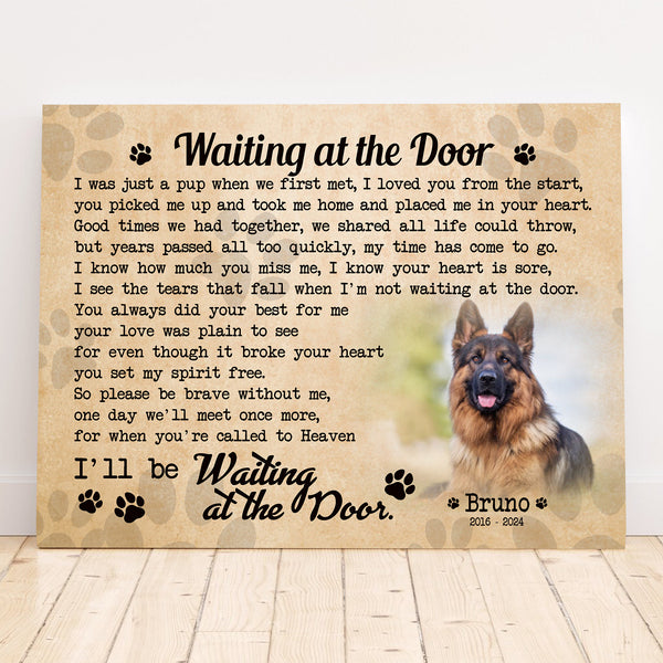 Waiting At The Door Dog Poem | Custom Dog Memorial Canvas Print