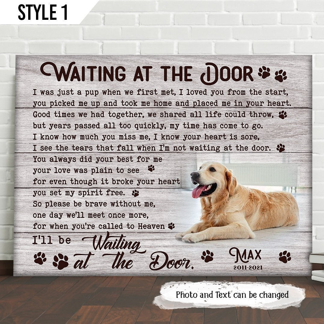 Waiting At The Door Dog Poem | Custom Dog Memorial Canvas Print