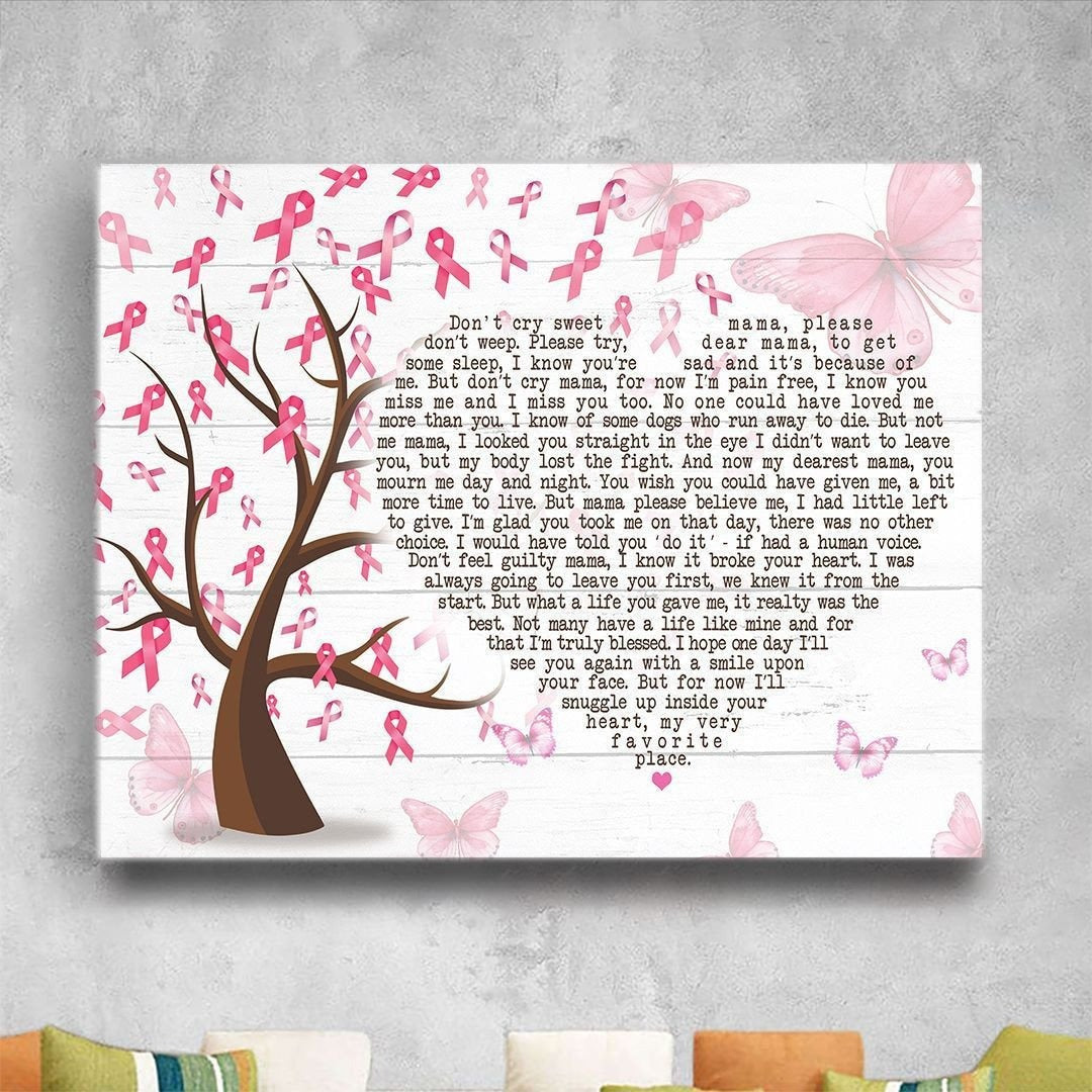 Don't Cry Sweet Mama Dog Poem | Dog Memorial Canvas Print | Pink Ribbo